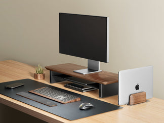 Alberenz® Walnut Wooden Monitor Riser - 1 Monitor